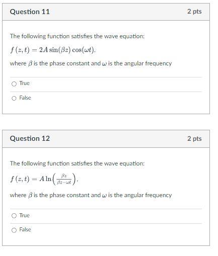 Solved The following function satisfies the wave equation: | Chegg.com