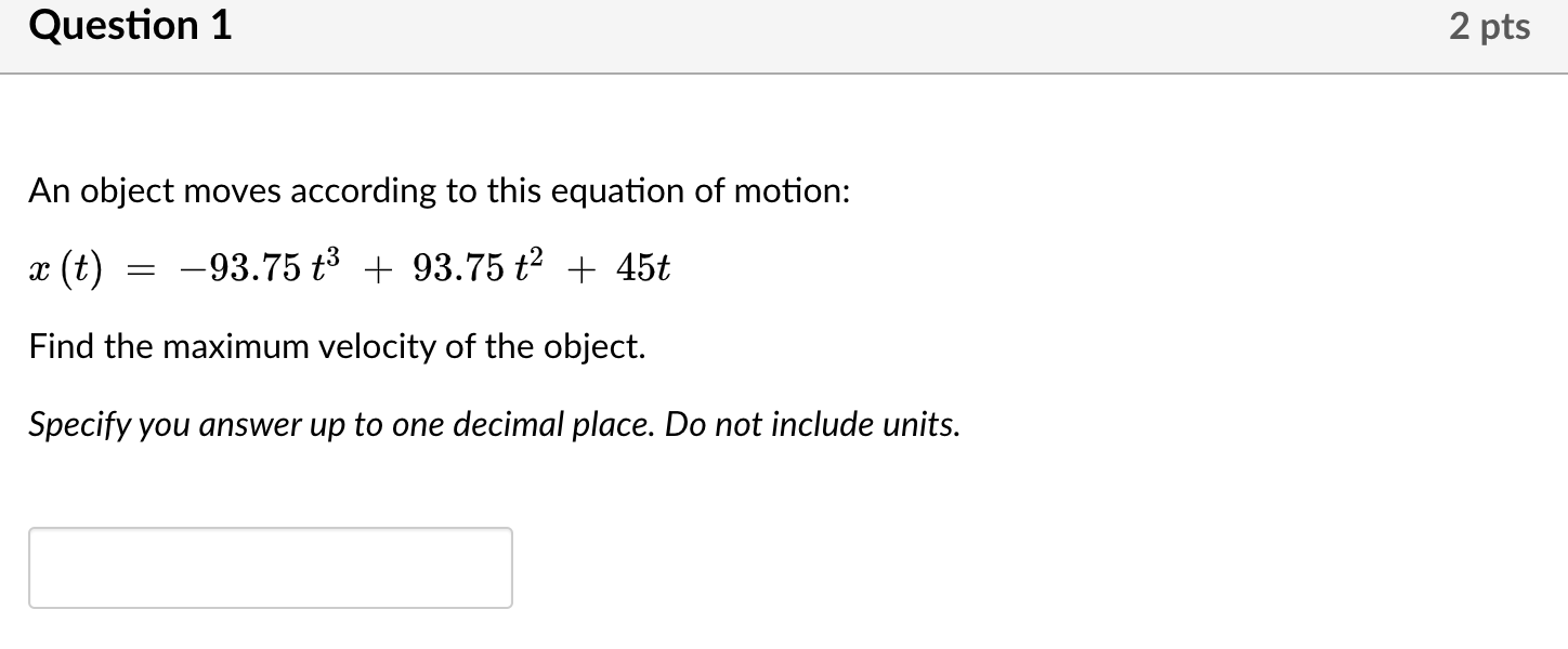 Solved An object moves according to this equation of motion: | Chegg.com