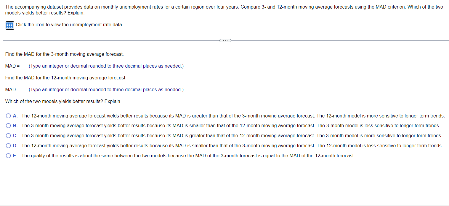 models yields better results? Explain. Click the icon | Chegg.com