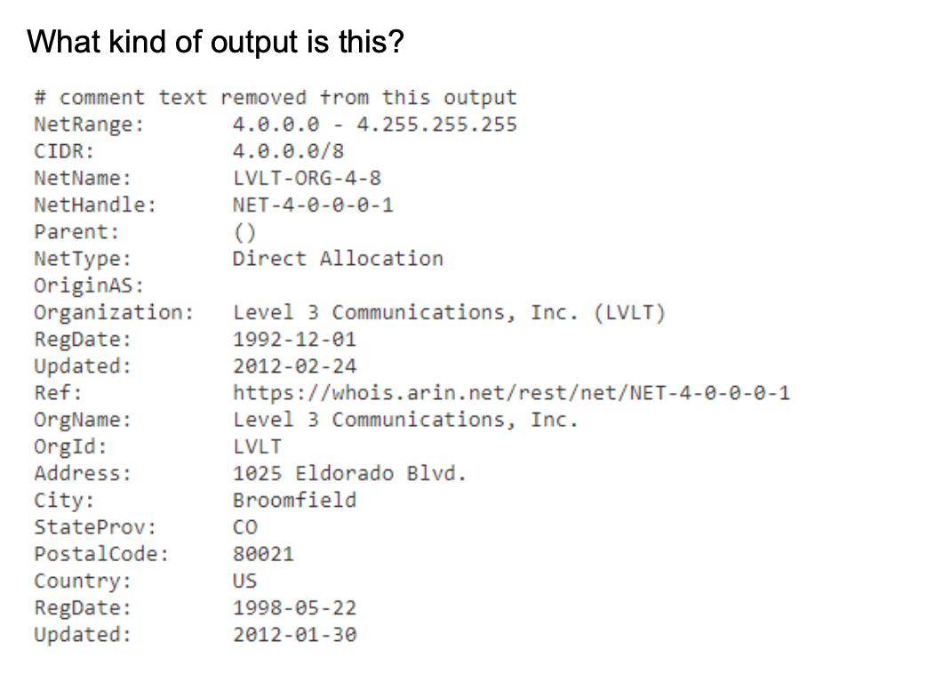 Solved What kind of output is this? | Chegg.com