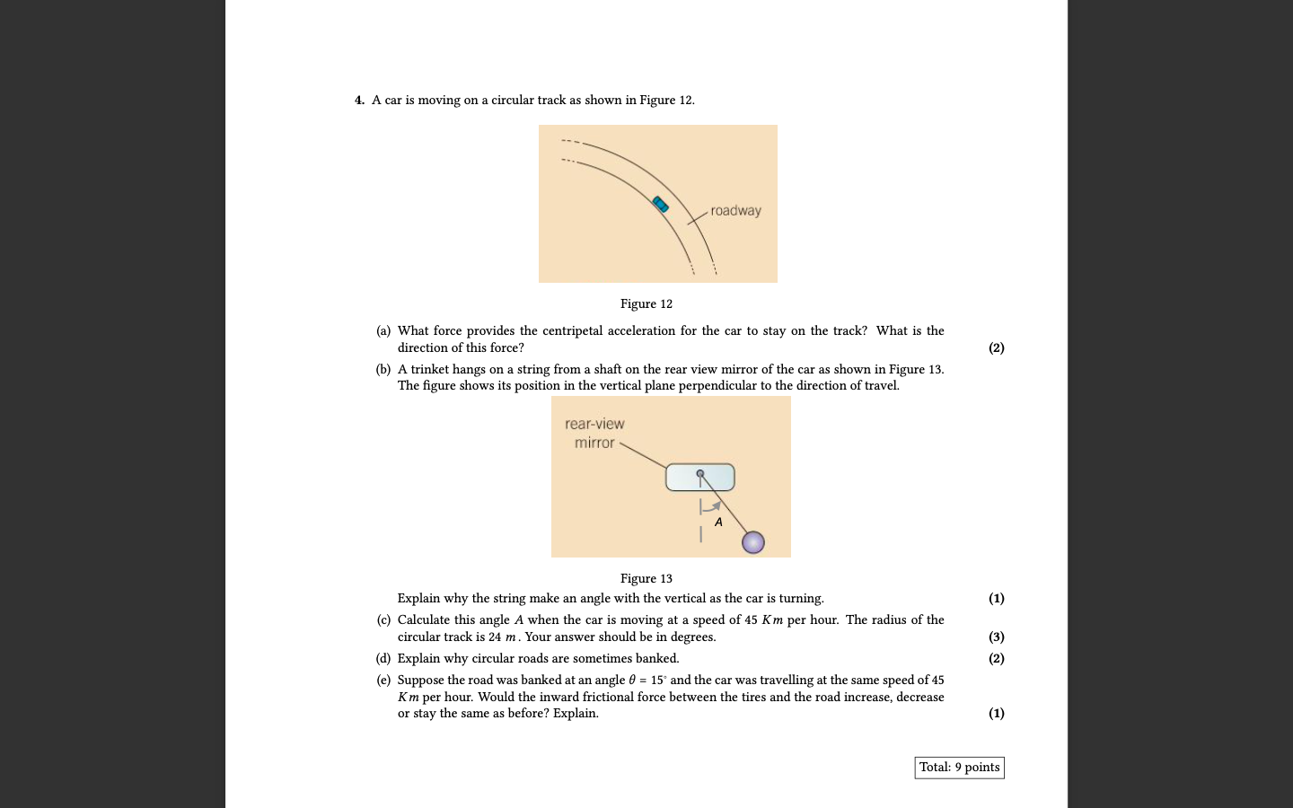 Solved 4. A car is moving on a circular track as shown in | Chegg.com