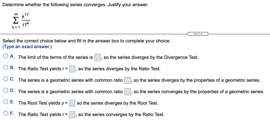 Solved Determine whether the following series converges. | Chegg.com