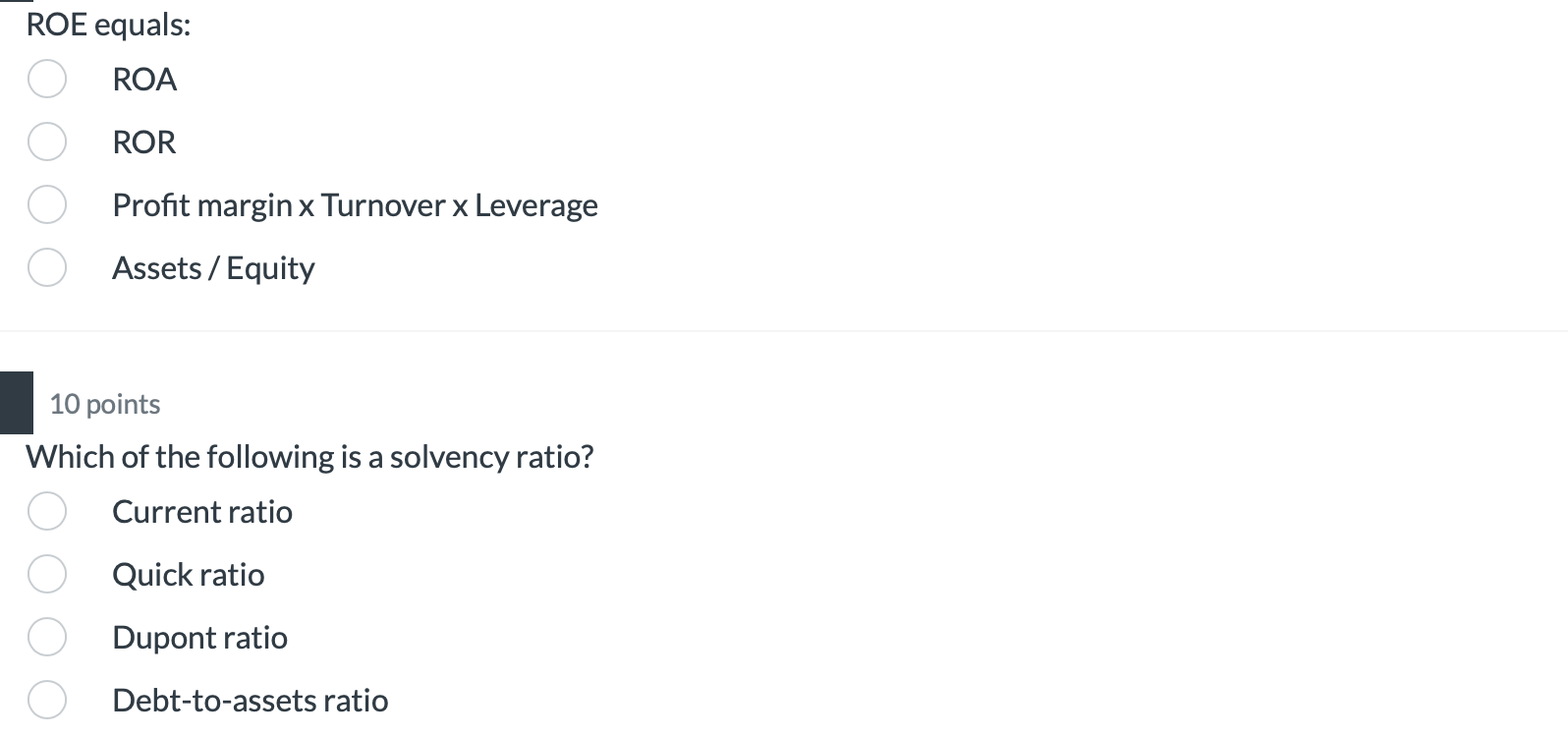 Solved ROE equals: ROA ROR Profit margin x Turnover x | Chegg.com