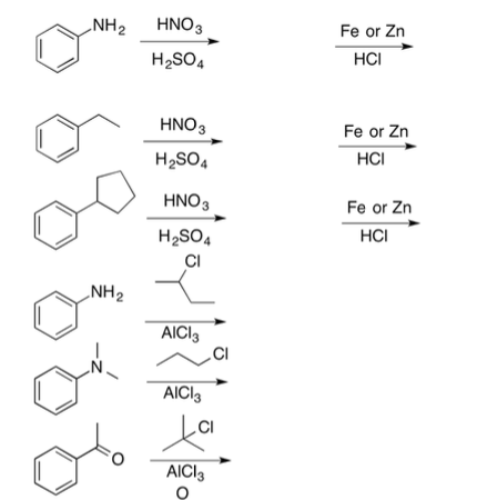 Solved NH2 HNO3 Fe or Zn HCI H2SO4 HNO3 H2SO4 Fe or Zn HCI | Chegg.com