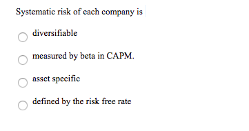 Solved Systematic risk of each company is diversifiable | Chegg.com