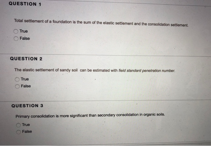 Solved QUESTION 1 Total settlement of a foundation is the | Chegg.com Solved QUESTION 1 Total settlement of a foundation is the | Chegg.com