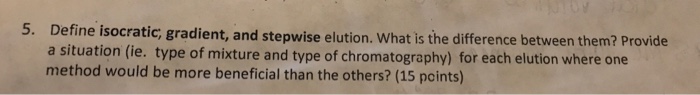 Solved Define isocratic;, gradient, and stepwise elution. | Chegg.com Solved Define isocratic;, gradient, and stepwise elution. | Chegg.com