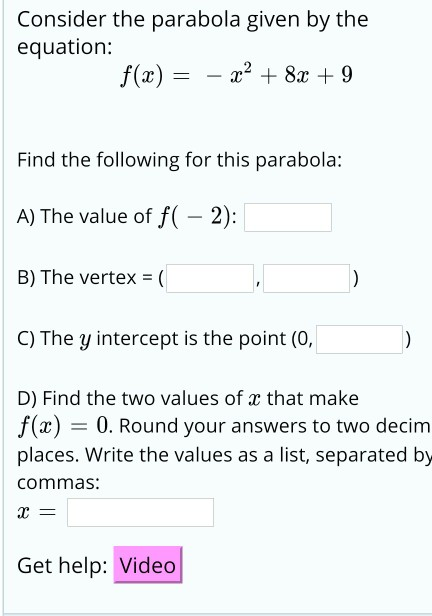 Solved Graph f(x)--2x2 + 16x-24 below by first selecting the | Chegg.com
