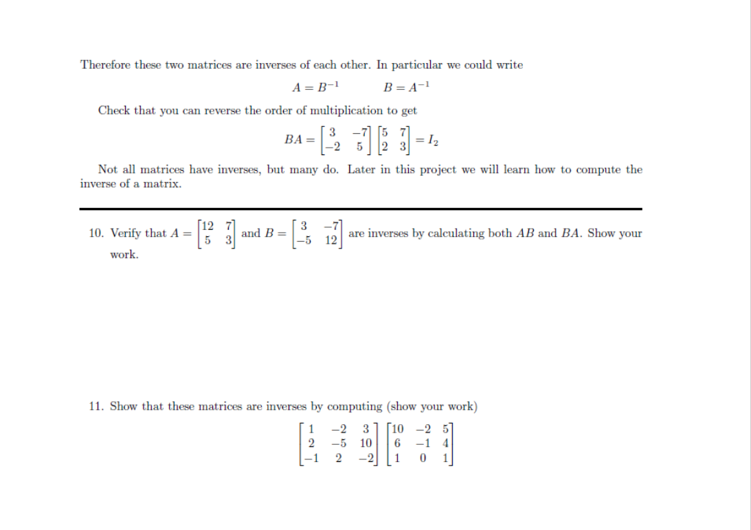 Solved Therefore these two matrices are inverses of each | Chegg.com