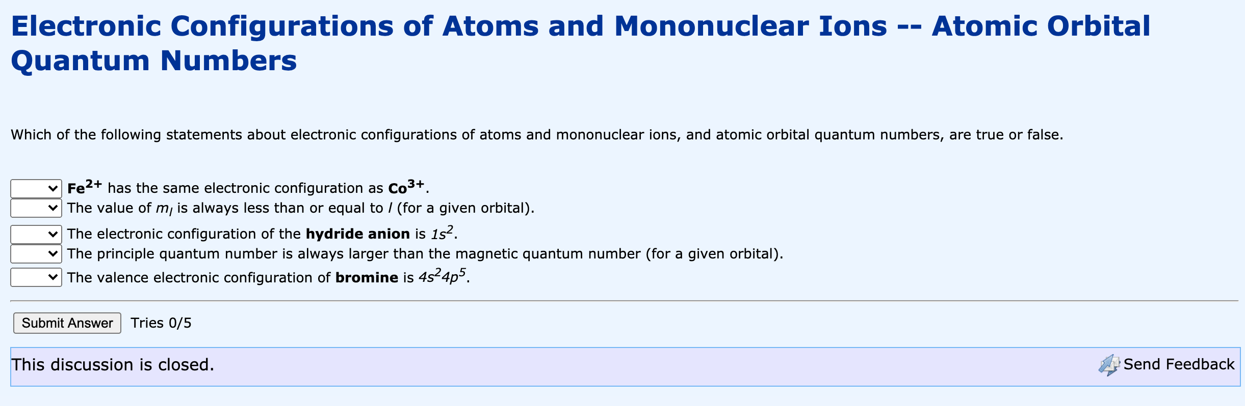 Solved Atomic Orbital Electronic Configurations of Atoms and | Chegg.com