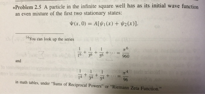 Solved *Problem 2.5 A particle in the infinite square well | Chegg.com