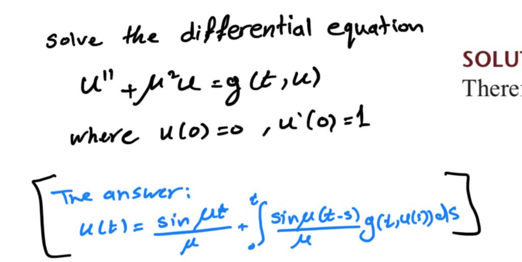 Solve the differential equation u′′+μ2u=g(t,u) where | Chegg.com