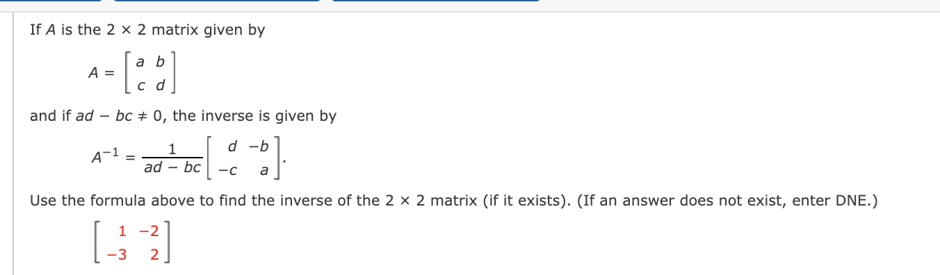 Solved If A is the 2 x 2 matrix given by a b A = - [ ] C d | Chegg.com
