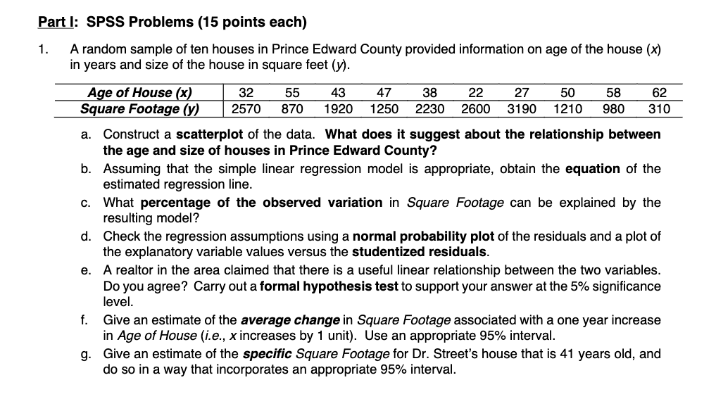 Solved Part I: SPSS Problems (15 points each) 1. A random | Chegg.com