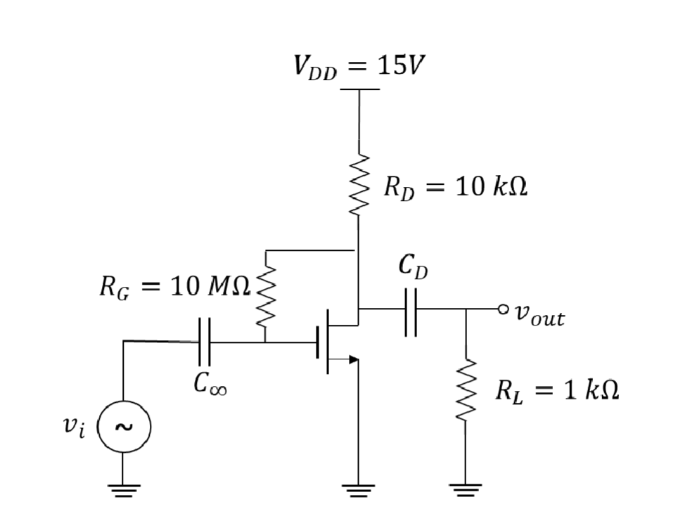 Solved k= 0.125mA/V^2 ﻿Vt = 1.5V(a) ﻿assume Cd=\infty ,﻿find | Chegg.com