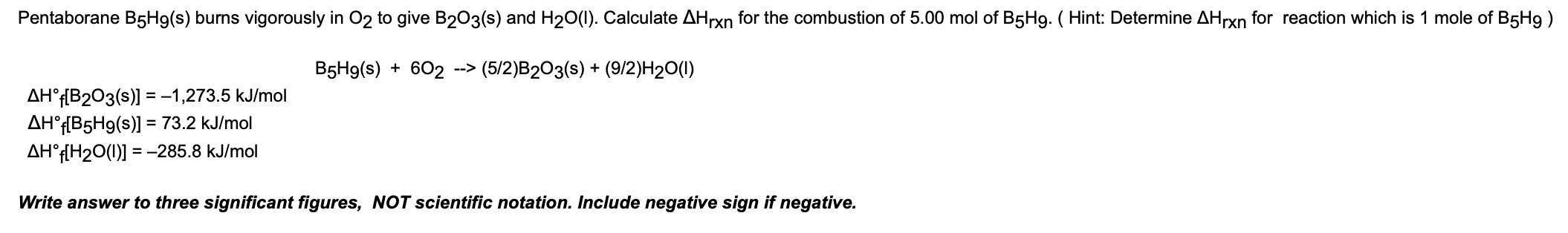 Solved Pentaborane B5H9( s) burns vigorously in O2 to give | Chegg.com