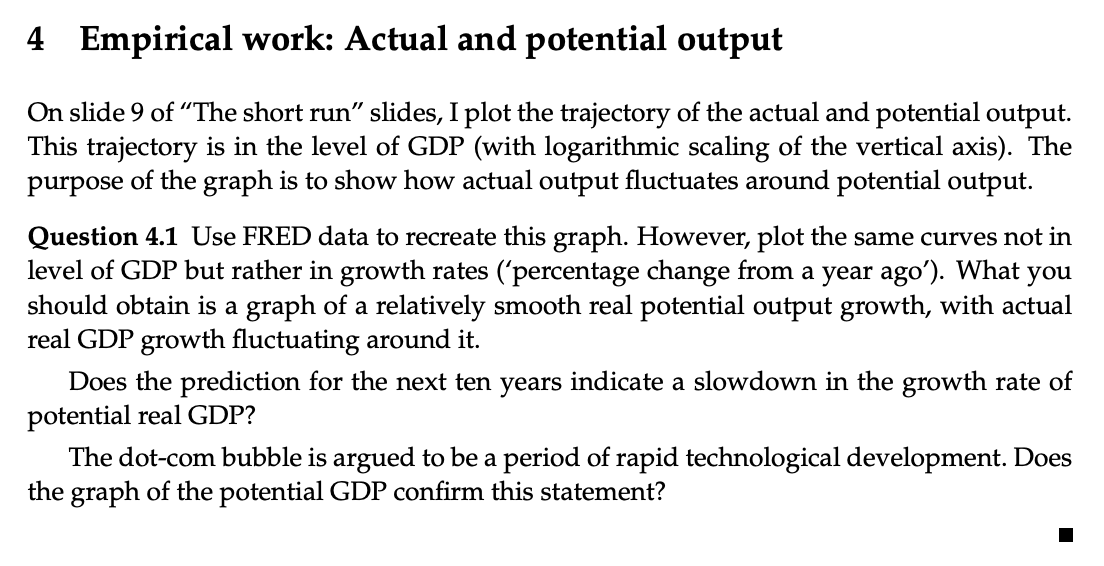 4 Empirical work: Actual and potential output On | Chegg.com