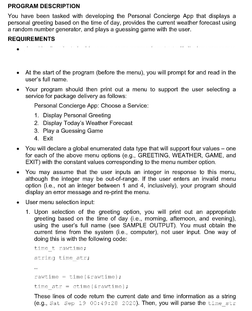 Solved PROGRAM DESCRIPTION You have been tasked with | Chegg.com