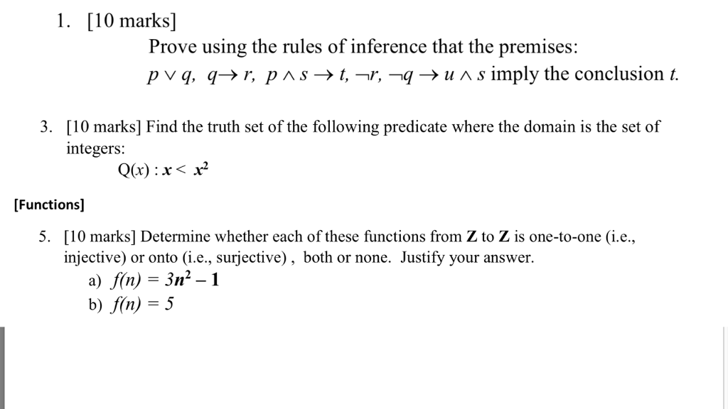 Solved 1. [10 marks] Prove using the rules of inference that | Chegg.com
