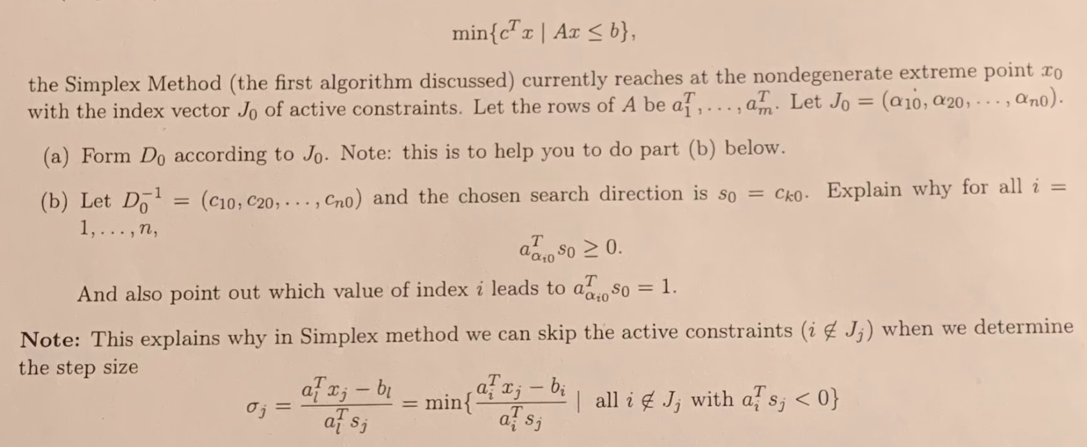 Solved min{cTx∣Ax≤b} the Simplex Method (the first algorithm | Chegg.com