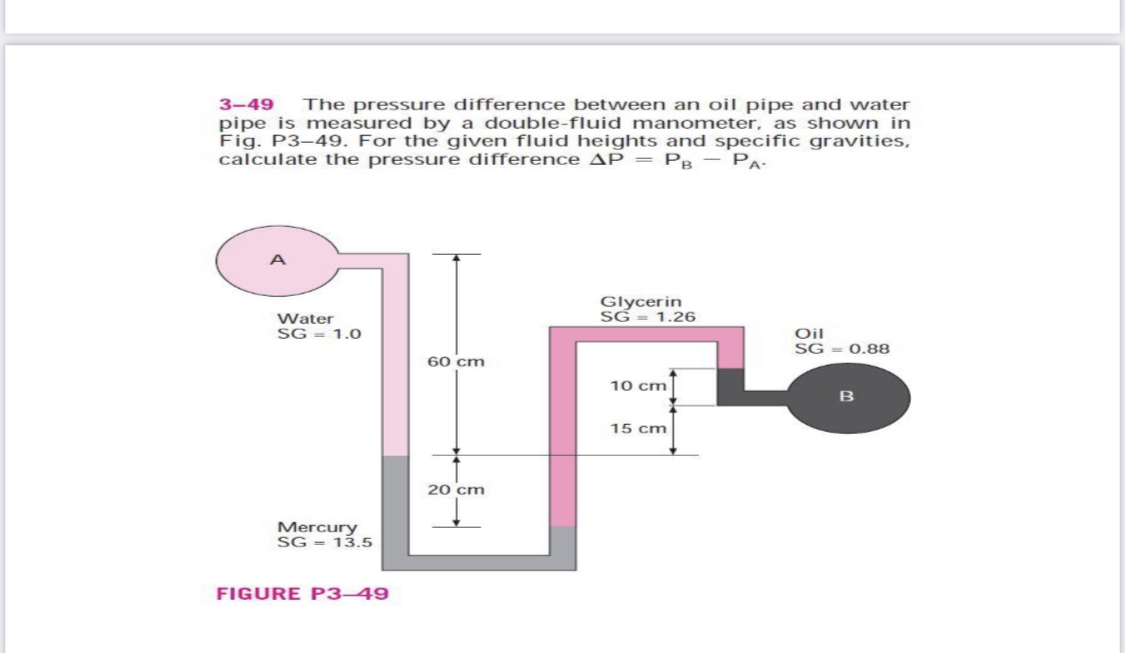 Solved EXAMPLE 3-2 Measuring Pressure with a Manometer A | Chegg.com