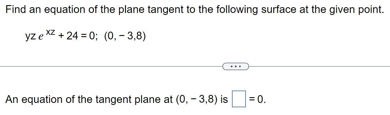 Solved Find an equation of the plane tangent to the | Chegg.com