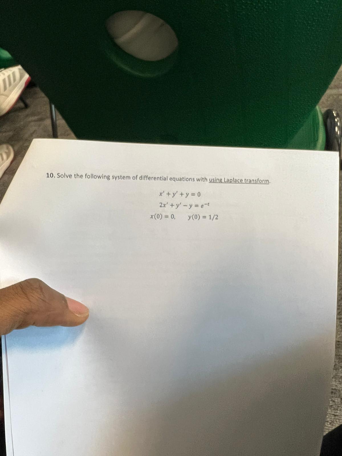 Solved 10. Solve the following system of differential | Chegg.com