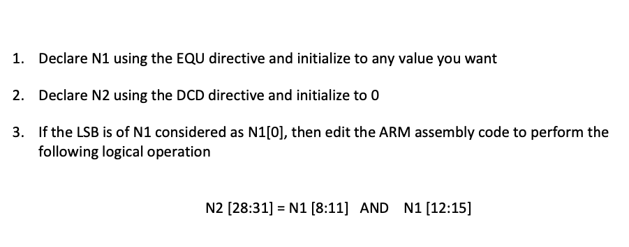 Solved 1 Declare N1 Using The Equ Directive And Initialize 