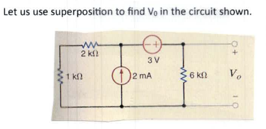 Solved Let us use superposition to find V0 in the circuit | Chegg.com