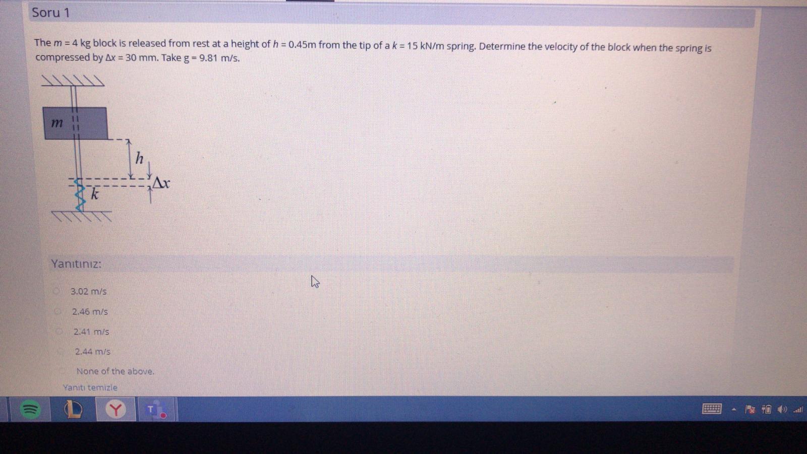 Solved Soru 1 The m = 4 kg block is released from rest at a | Chegg.com