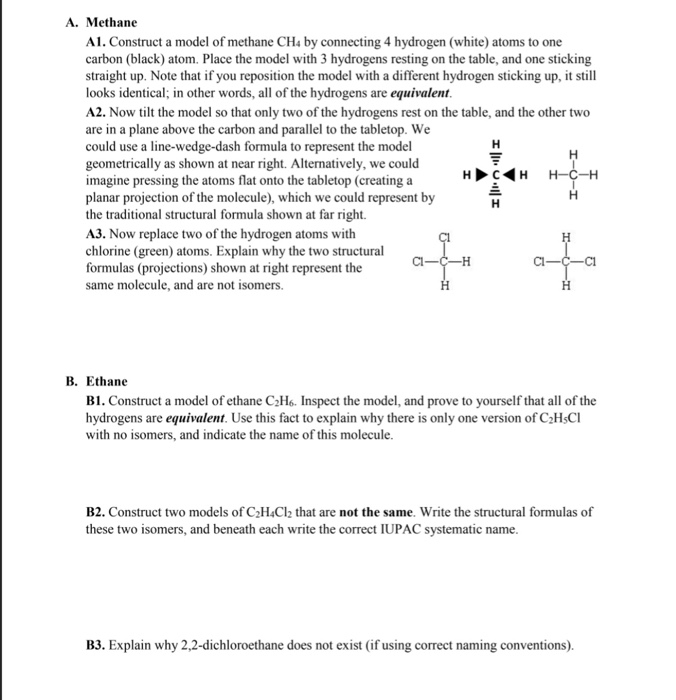 Solved A. Methane Al. Construct a model of methane CH4 by | Chegg.com