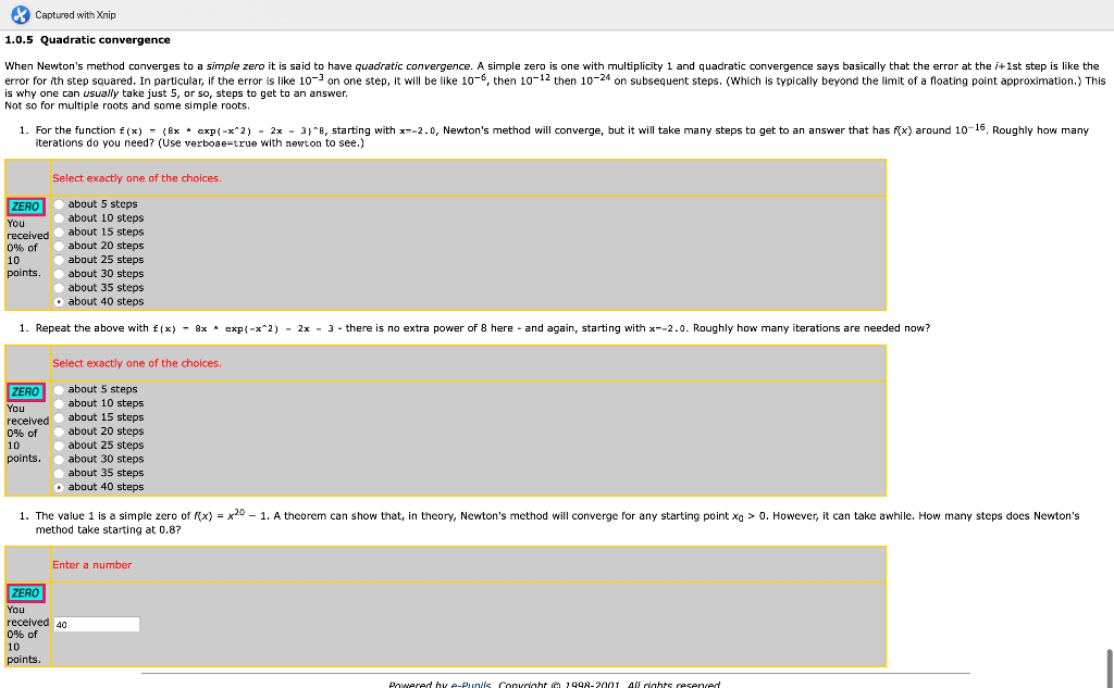 Solved Captured with Xnip 1.0.5 Quadratic convergence When | Chegg.com