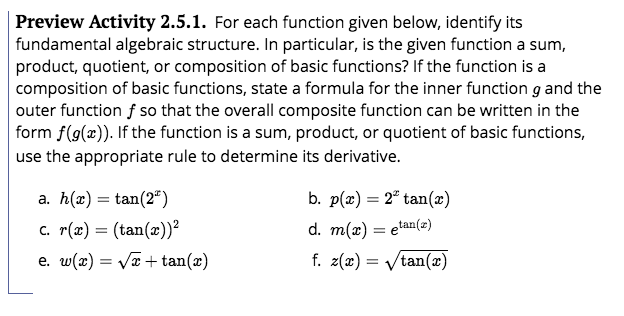 Solved Preview Activity 2.5.1. For each function given | Chegg.com