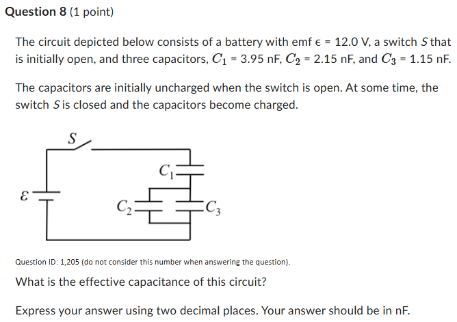 Solved Question 8 (1 ﻿point)The circuit depicted below | Chegg.com