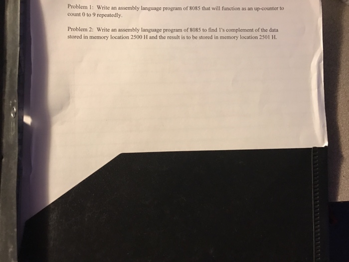 Solved Write An Assembly Language Program Of 8085 That Will
