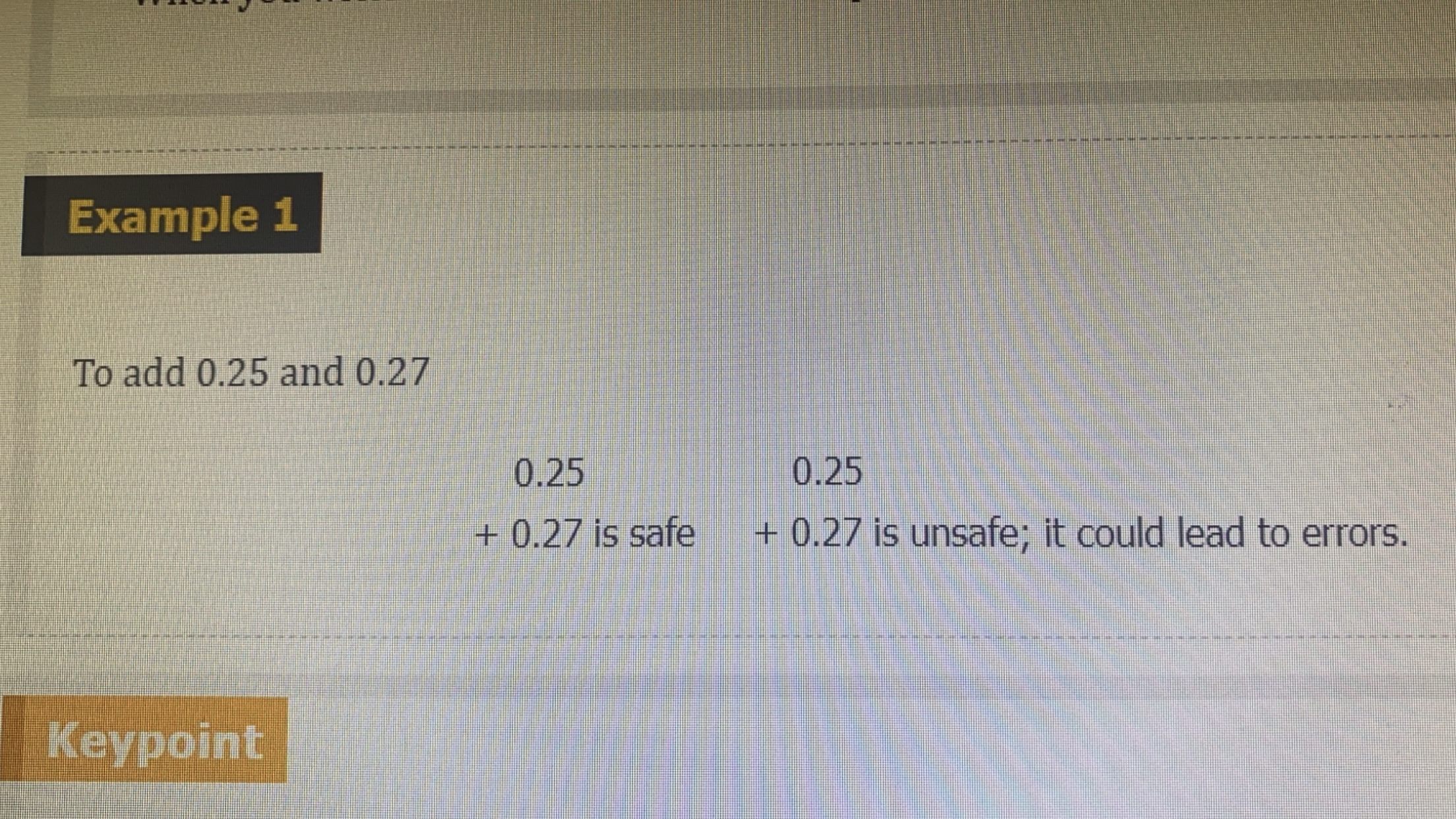 Solved To add 0.25 ﻿and 0.27Keypoint0.250.25+0.27 is ﻿safe | Chegg.com