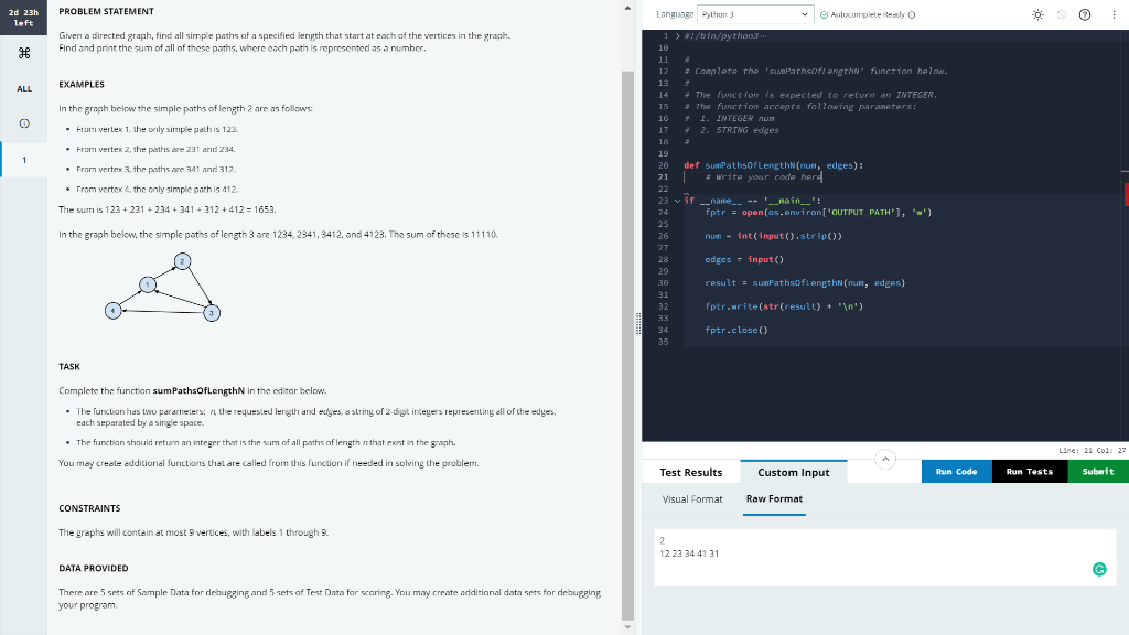 Solved PROBLEM STATEMENT 2d 23h left Given a directed graph, | Chegg.com