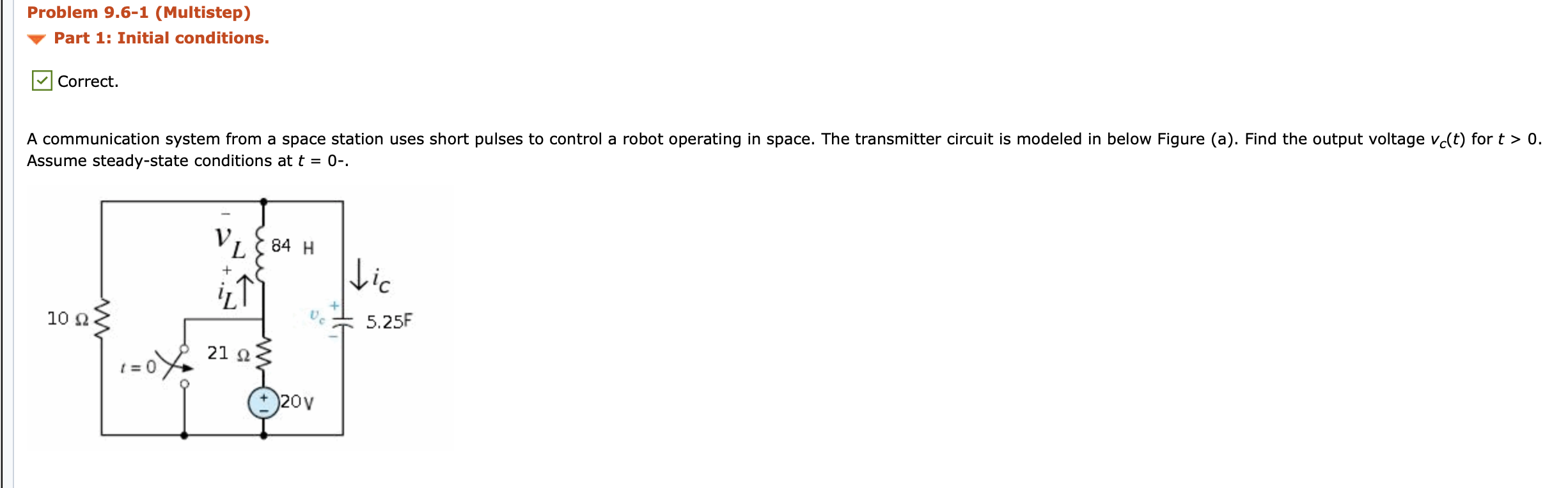 Solved Problem 9.6-1 (Multistep) Part 1: Initial conditions. | Chegg.com