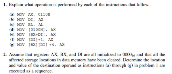 Solved 1. Explain what operation is performed by each of the | Chegg.com
