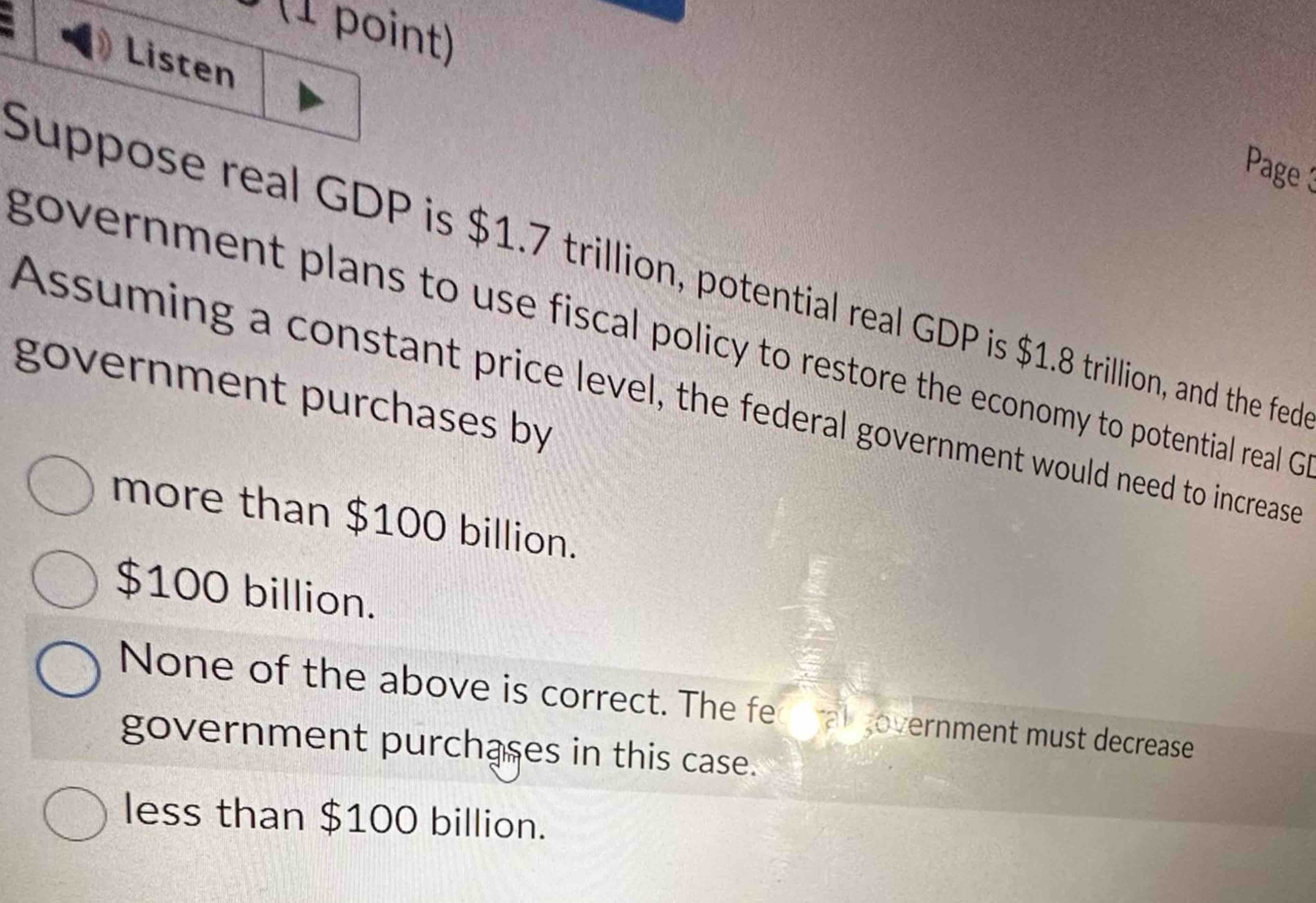 Solved governm real GDP is $1.7 ﻿trillion, potential real | Chegg.com