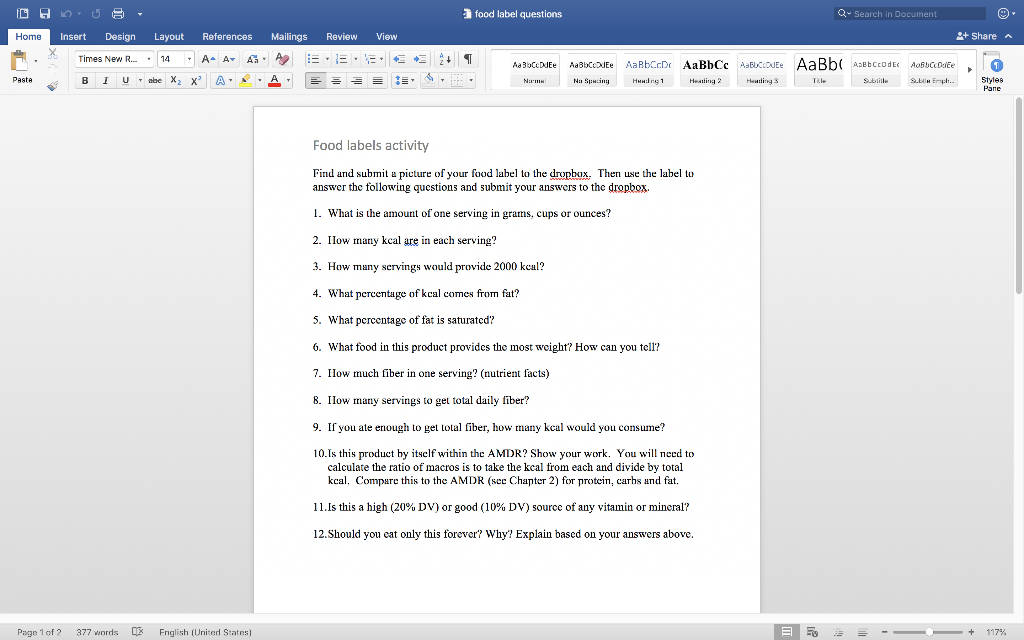Solved food label questions Q- Search in Document Home | Chegg.com