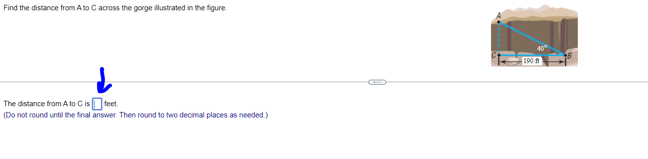 Solved Find the distance from A to C across the gorge | Chegg.com