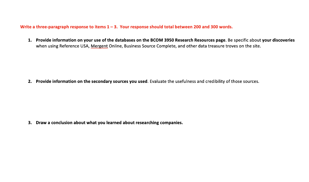 Solved Write a three-paragraph response to items 1-3. Your | Chegg.com