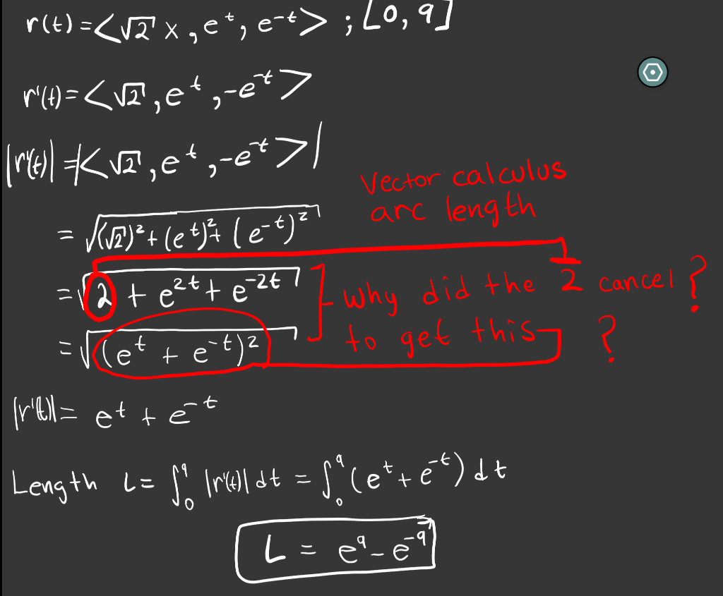 Solved Vector calculus r(t) = ;L0,9] r'(4= [rel K V2, e+,-e> | Chegg.com