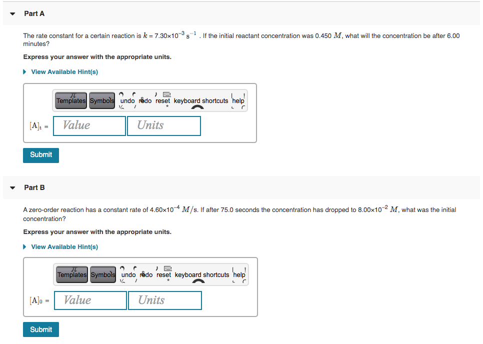 Solved Part A The rate constant for a certain reaction is k | Chegg.com