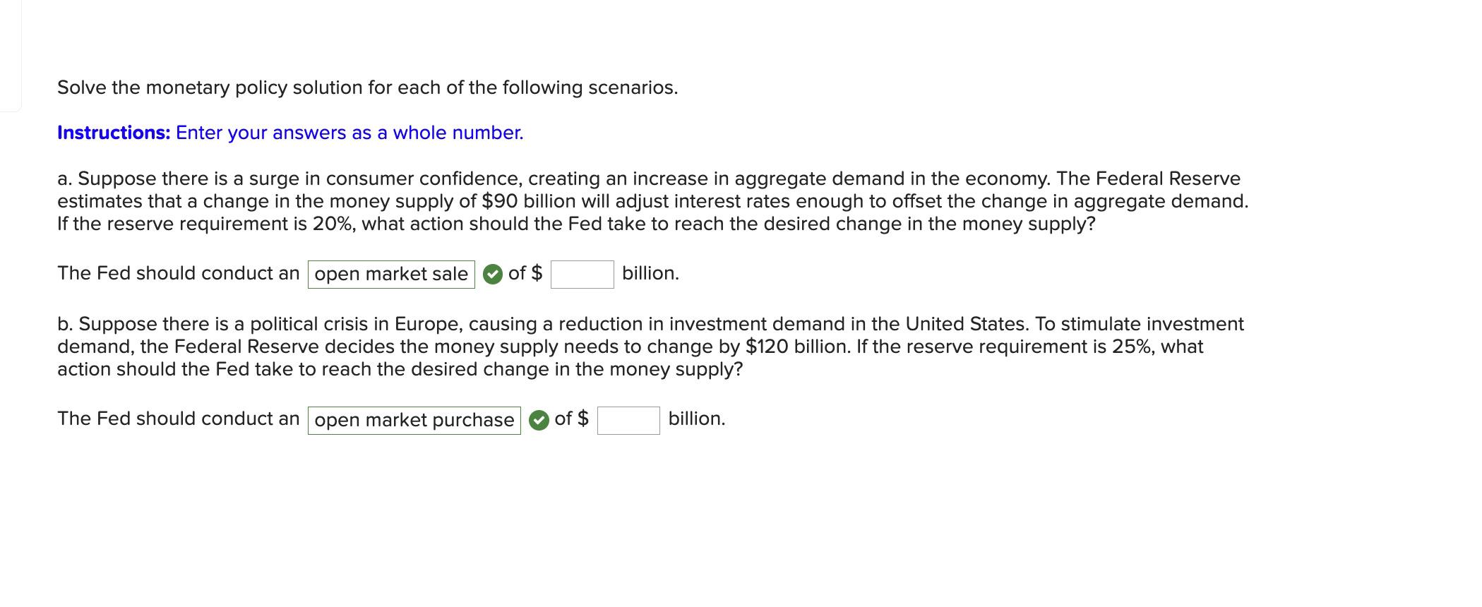 Solved Solve the monetary policy solution for each of the | Chegg.com