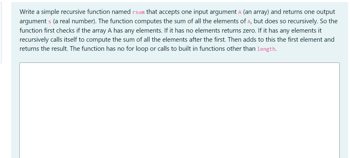 Solved Write a simple recursive function named rsum that | Chegg.com