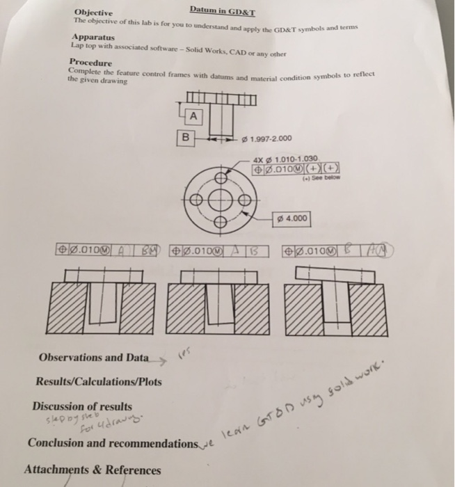 Solved Datum in GD&T Objective The objective of this lab is | Chegg.com