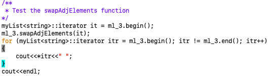 Solved Implement a bool swapAdjElements(iterator &itr) | Chegg.com
