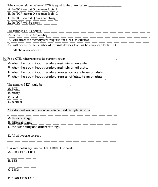 Solved I = input, o = output, TOF = TIMER OFF DELAY, CTU = | Chegg.com